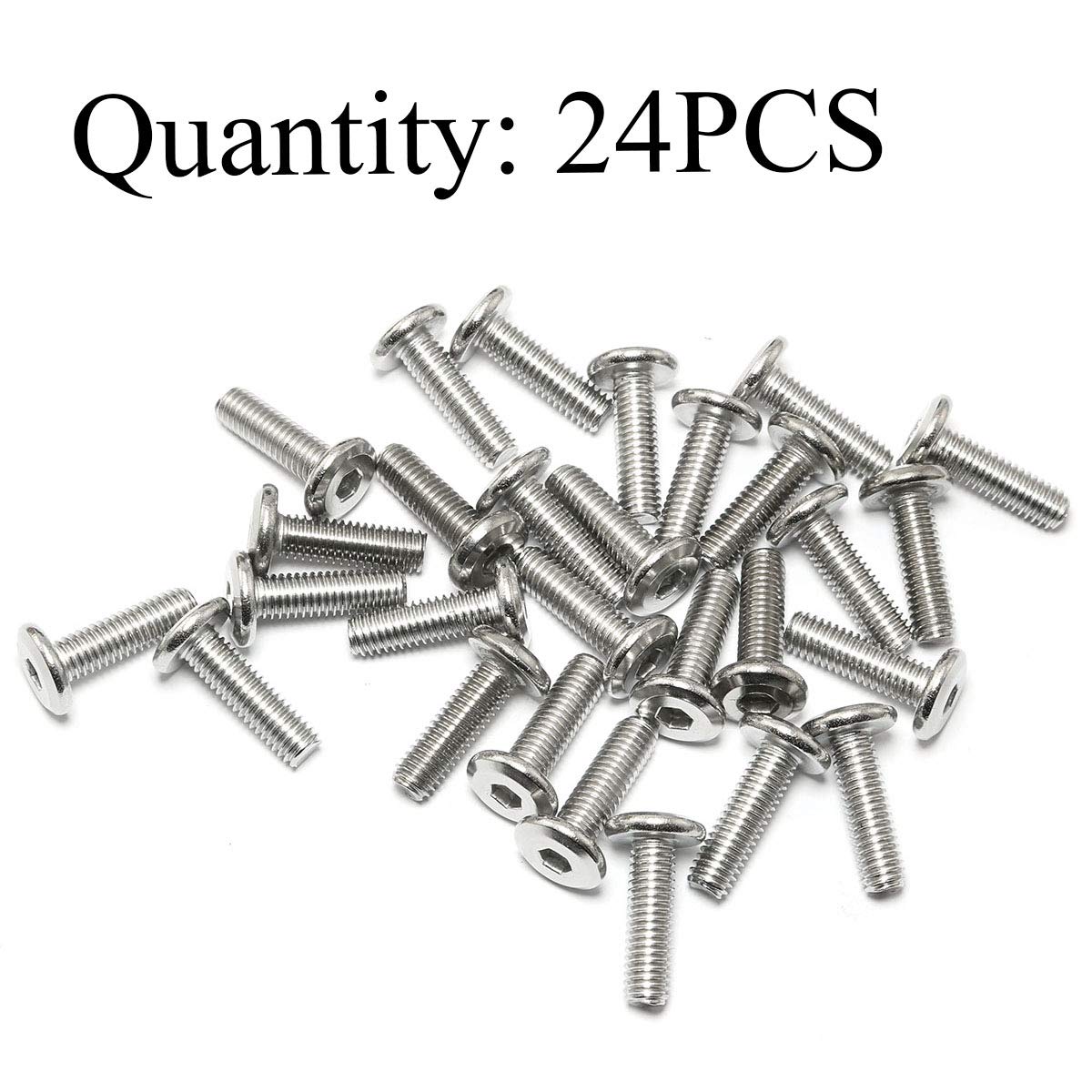 Pro Bamboo Kitchen 24pcs 304 Stainless Steel Hexagon Socket Head Screw, M6x20mm Inverted Flat Head Bolt, Oblique Round Head Hexagon Screw, Furniture Screw Countersunk Connector Fastener