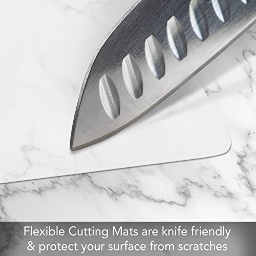 Cut N' Funnel Food Service Grade Heavy Gauge Flexible Cutting Board Mats 4 Pack 9” x 12” Made in the USA BPA Free Plastic Dishwasher Safe