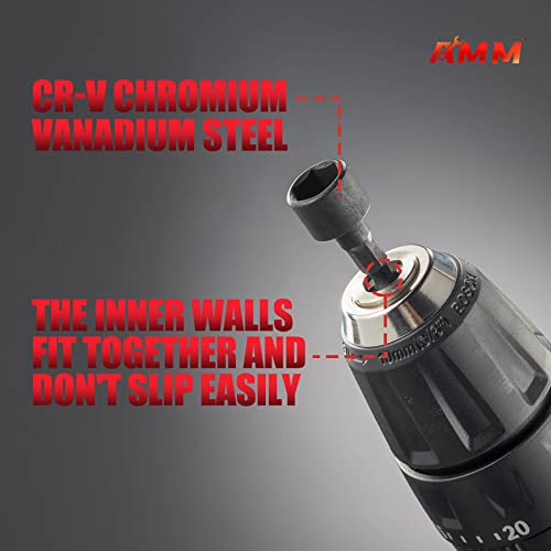 AMM 20PCS Power Nut Driver Set for Impact Drill, 1/4” Hex Head Drill Bit Set SAE and Metric, The best tool accessories