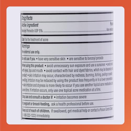 Rugby Benzoyl Peroxide Wash USP 5% - Helps to Clear Acne Pimples and Dry Oily Skin - Acne Medication - 8 Fl. Oz.