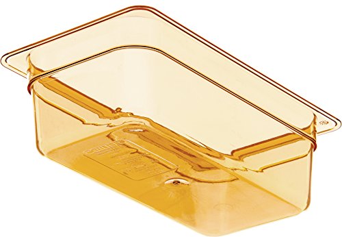 Carlisle FoodService Products 3086113 StorPlus High Heat Food Pan, 4" Deep, Third Size, Amber (Pack of 2)