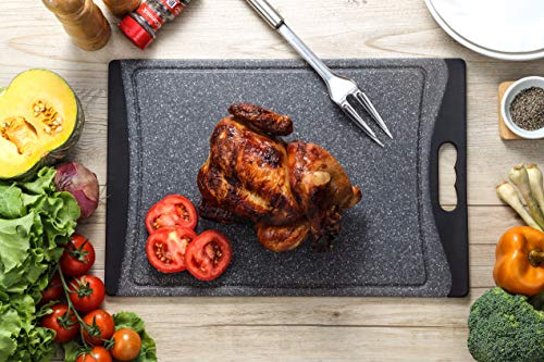 Home & Kitchen Essentials Cutting Boards, Extra Large (17.75" x 11.75") and Medium (11.75" x 7.75"), Reversible, Marble Granite Gray, BPA Free, Dishwasher Safe, Easy-Grip Handle and Non-Porous