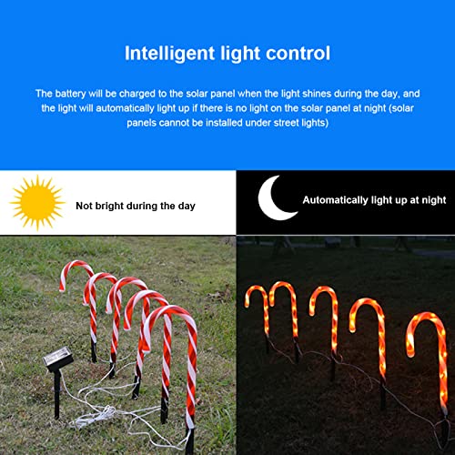 Christmas Candy Cane Lights,Solar Christmas Cane Light， Set 1 for 5 Waterproof Christmas Plug-in Lamp， LED Home Garden Courtyard Lawn Decoration Lights
