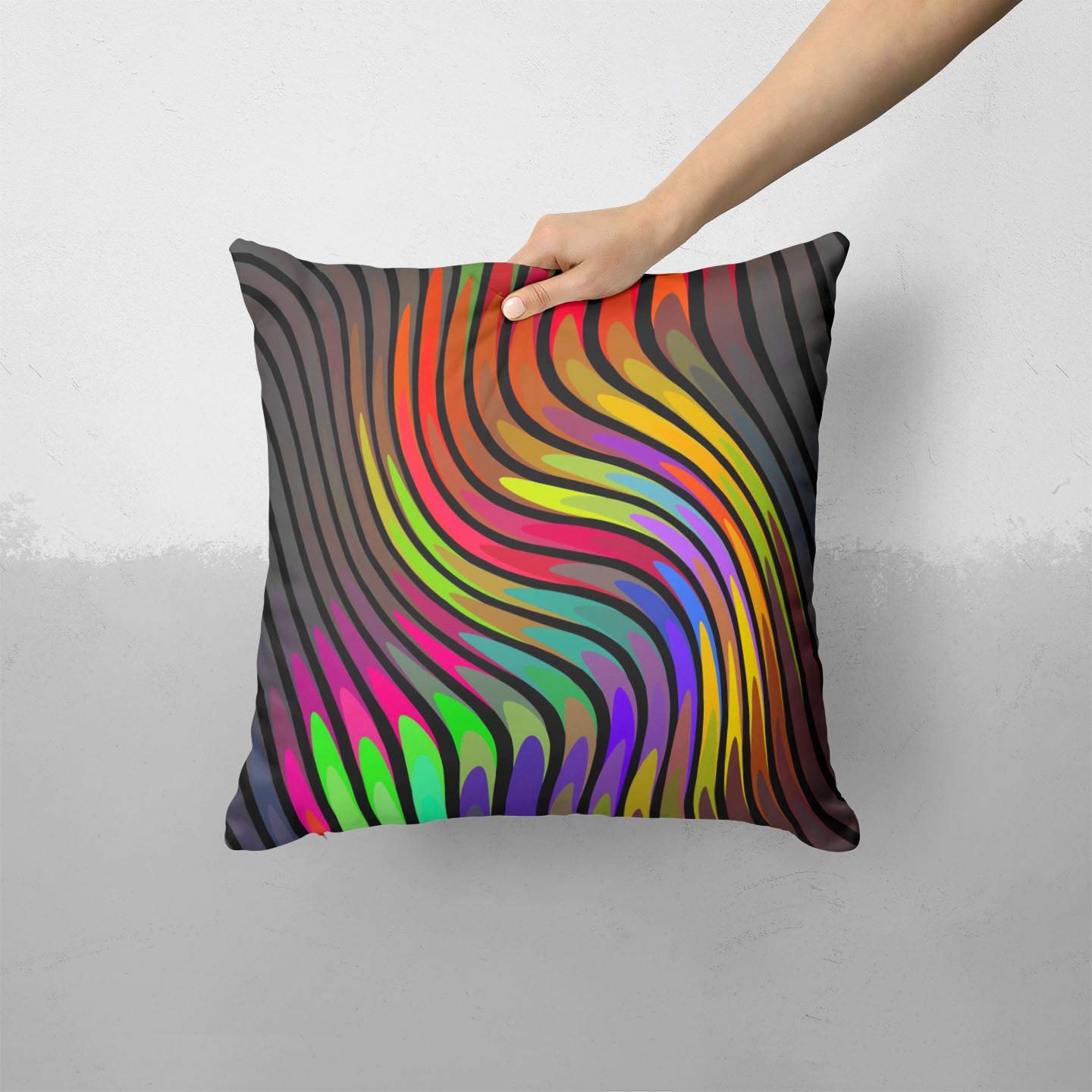 iiRov Swirled Neon Abstract Lines - Custom Decorative Home Decor Indoor or Outdoor Throw Pillow Cover Plus Cushion Set for Sofa, Bed or Couch (Pillow CASE Cover Plus Cushion)