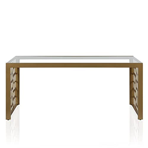 CosmoLiving by Cosmopolitan CosmoLiving Juliette Top, Soft Brass, Tempered Glass Coffee Table, 46.0 in x 24.0 in x 19.0 in
