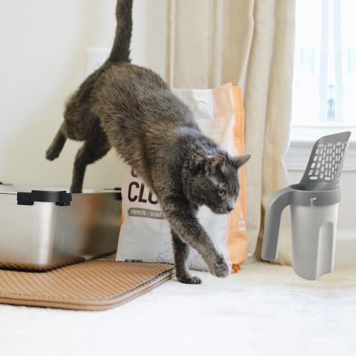 Cat Litter Scoop,Cat Litter Scooper with Trash Container,Removable Cat Litter Scoop Holder，Portable Litter Scooper with Holder Provides 215 Garbage Bags，Cat Scooper&Cat Litter Disposal System In 1