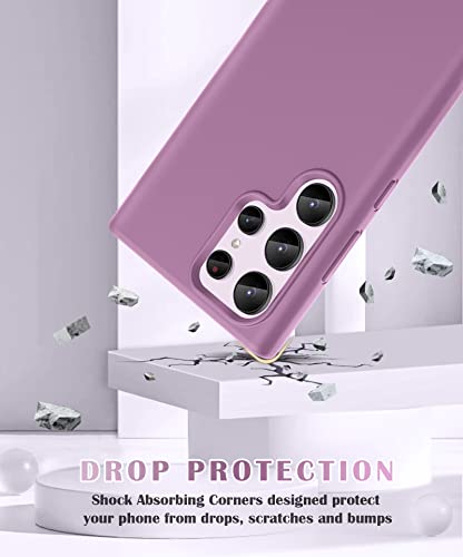 BANLEA for Samsung Galaxy S23 Ultra Case with Camera Lens Protector, Liquid Silicone Protective Shockproof Hard Phone Case, [Anti-Scratch] Soft Microfiber Lining for 5G 6.8 Inch 2023 - Purple