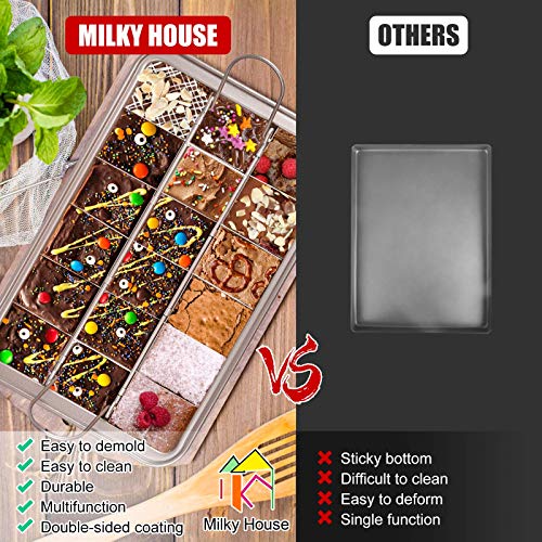 Brownie Pans with Dividers, Non Stick Brownie Baking Pans, Baking Pan with Built-in Slicers Solutions, 18 Pre-Cut Brownie Pans, Rectangular Cake Pans Square Molds for Oven Baking Bread, 12 by 8 inches