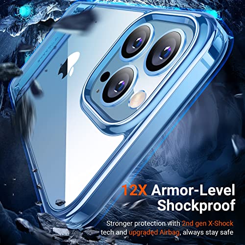 TORRAS MoonClimber iPhone 12 Pro Case/iPhone 12 Case [3 Stand Ways] [12X Armor-Level Protection] with Adjustable Metal Kickstand Shockproof Slim Transparent Stand Cases 6.1 inch, Clear