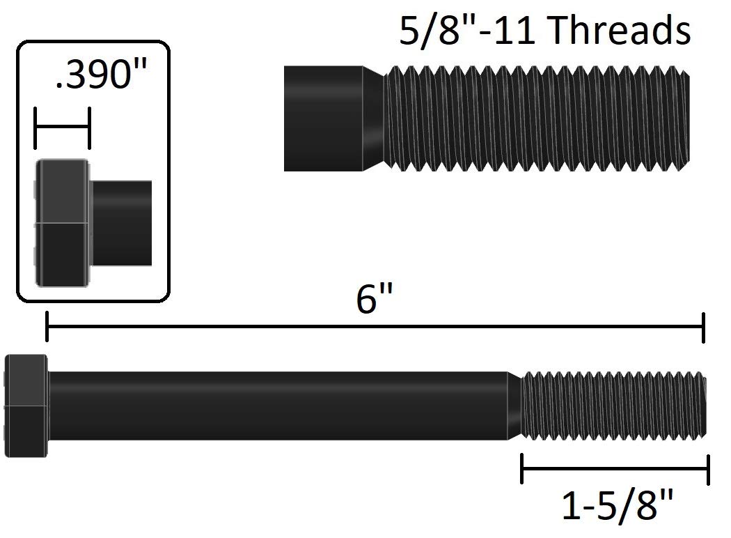 FA HBG8-5/8-11X6-5/8''-11 Grade 8 Bolt 6'' Long - Plain