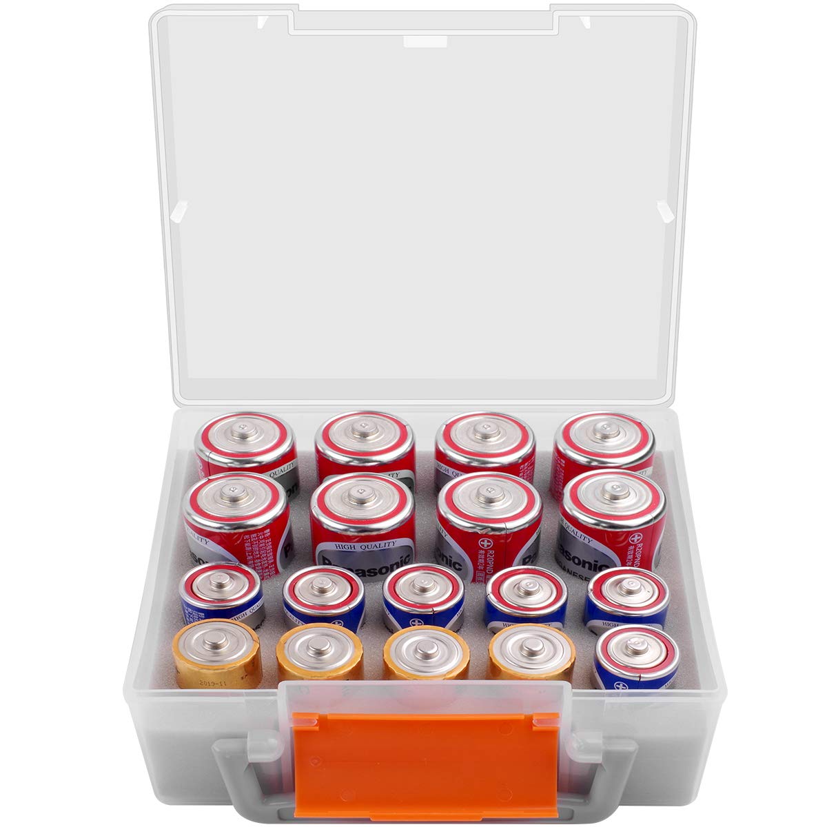MINIMALL Battery Organizer Storage Box, Garage Case Caddy Holder for 8* D, 10* C Cell Batteries (Bag Not Include Batteries Pack)