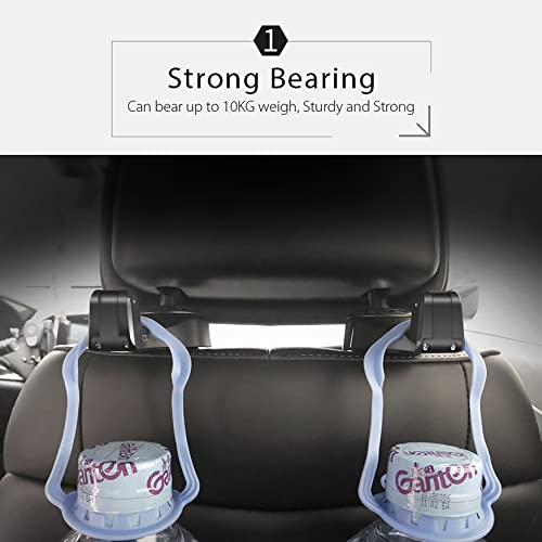 OCUBE Car Hooks Car Seat Back Hooks with Phone Holder, (2 Pack) Universal Vehicle Car Headrest Hooks Hanger with Lock and Phone Bracket for Holding Phones and Hanging Bag, Purse, Cloth, Grocery-Black