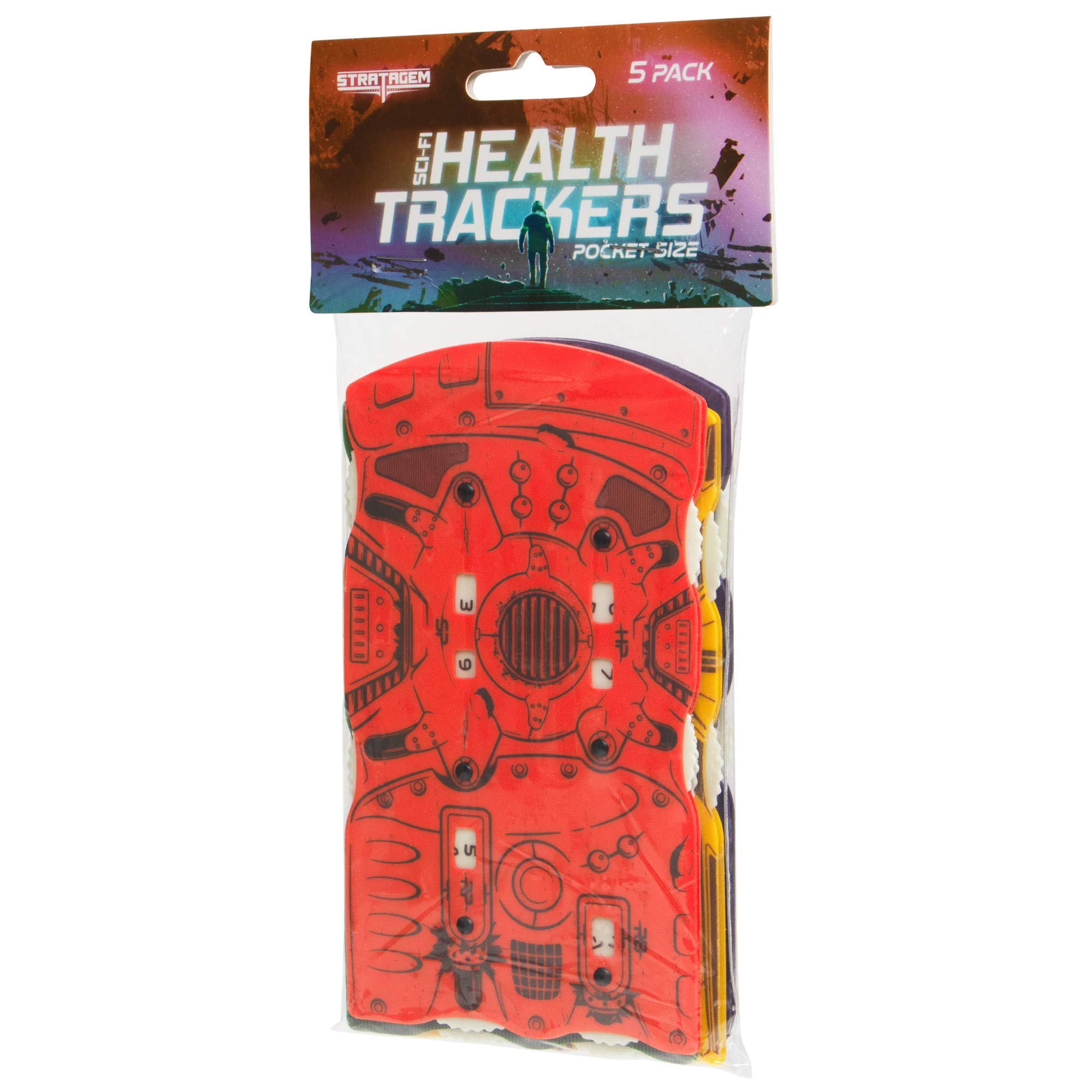 5-Pack Sci-Fi Pocket Health Trackers - Space Alien, Retro Tabletop RPG Role Playing Game Accessory - Character HP Tracker Compatible with Starfinder and Dungeons & Dragons