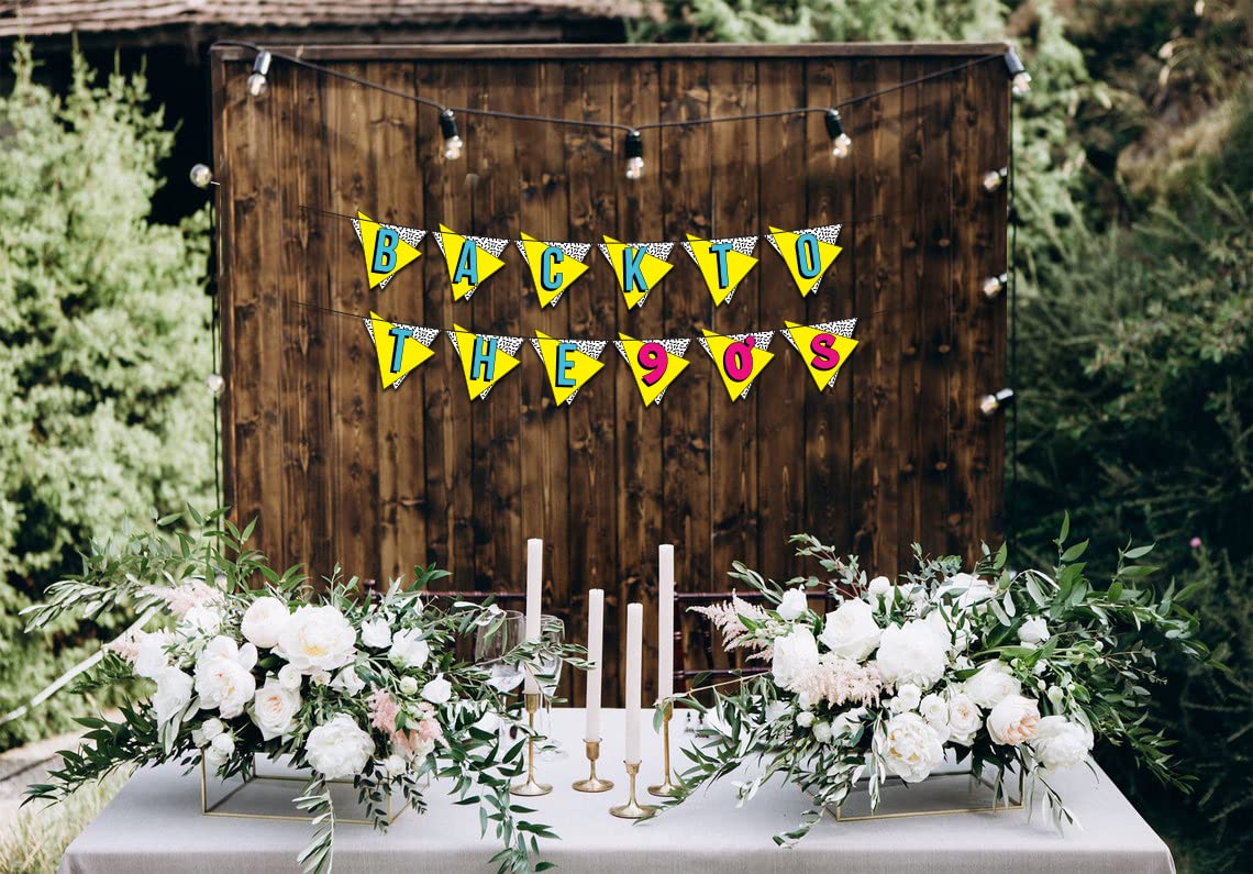 Back to The 90s Neon Banner - Funny Throwback 90's and 80's Theme Party Decoration, Favors & Supplies