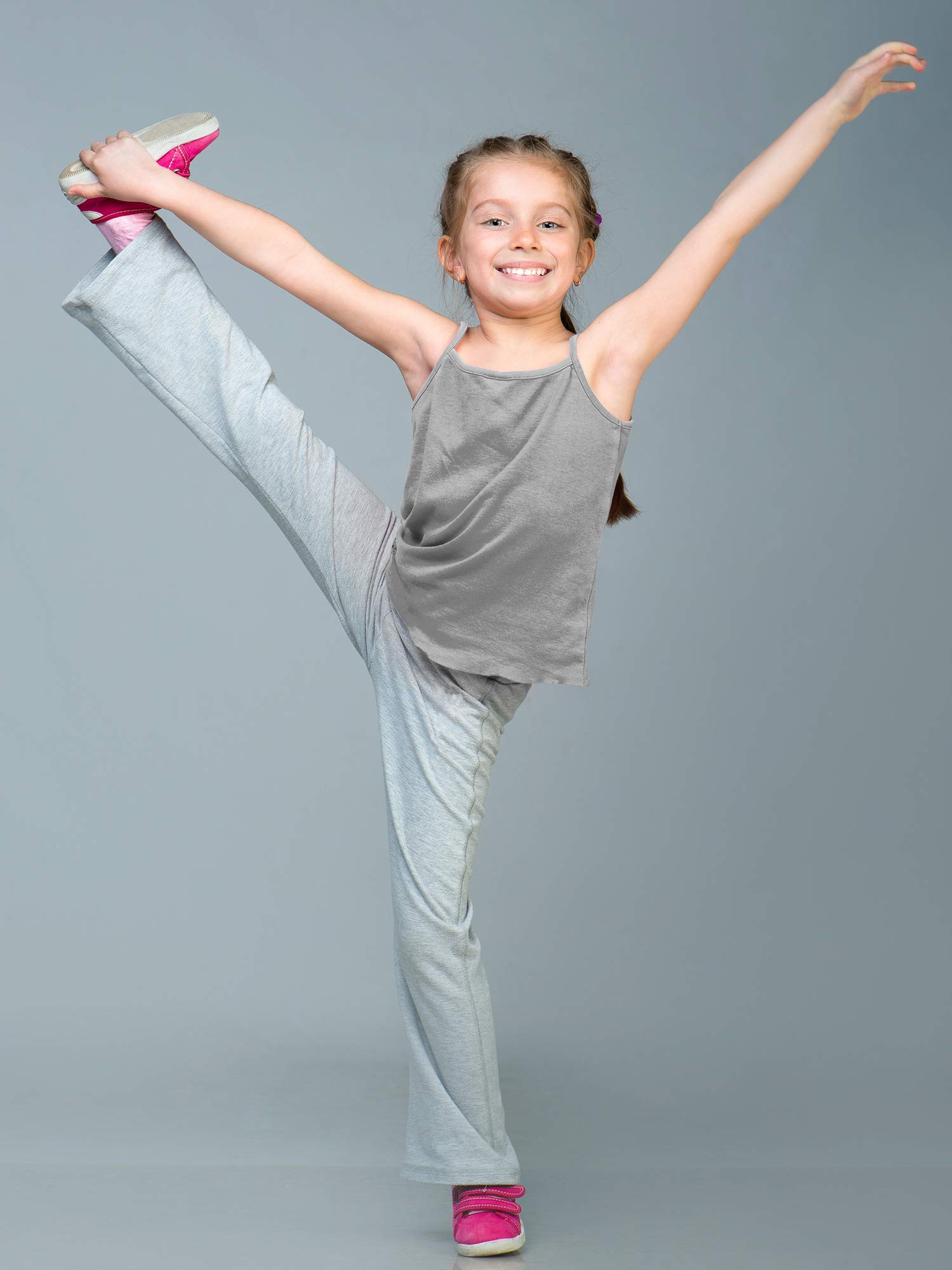 SATINIOR 4 Pieces Girls Dance Tank Top Sleeveless Spaghetti Strap Crop Tank Top for Dancewear (Multicoloured, 9-10 Years)