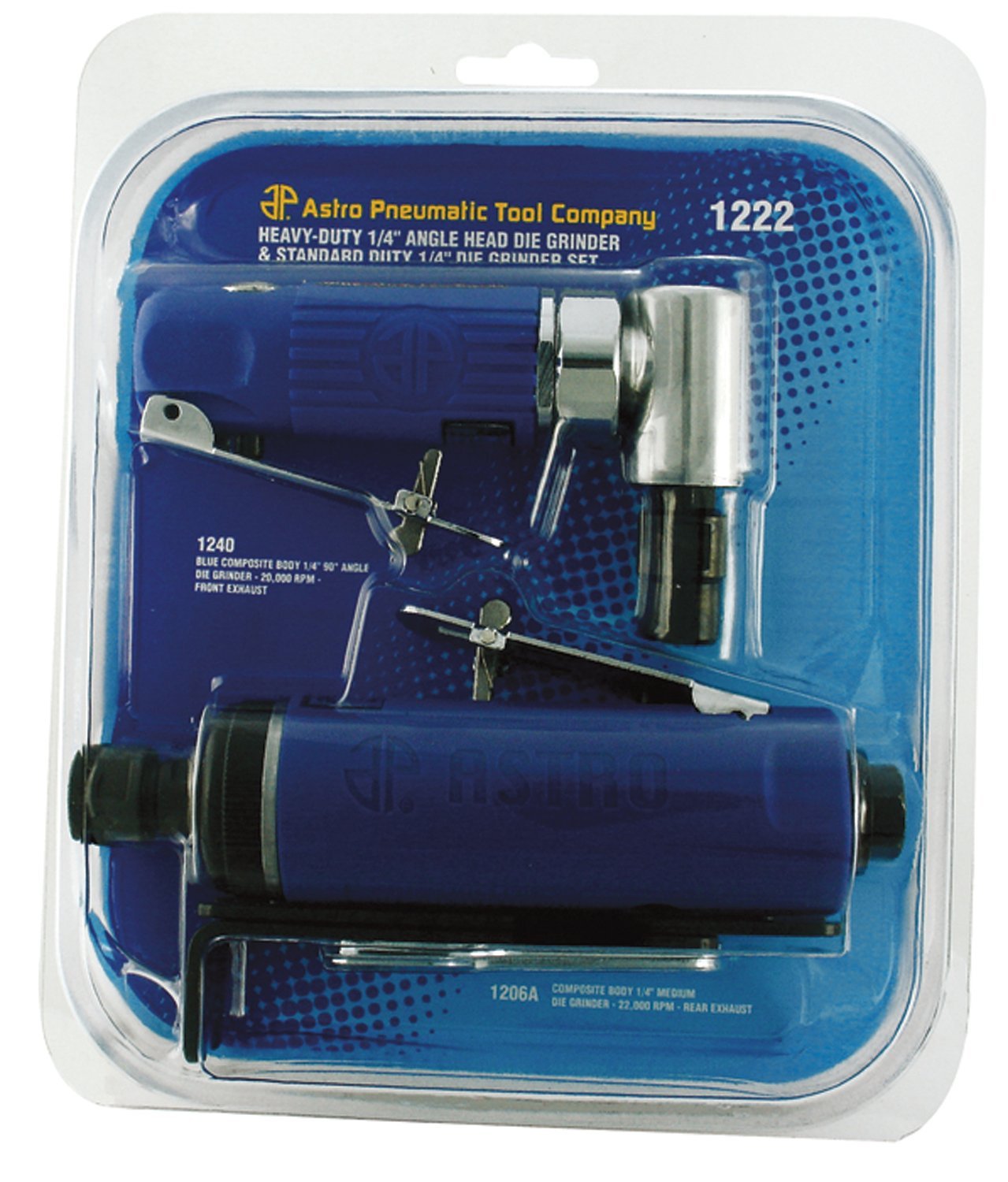 Astro 1222 Blue Composite Body Angle and Medium Die Grinder, 1/4-Inch