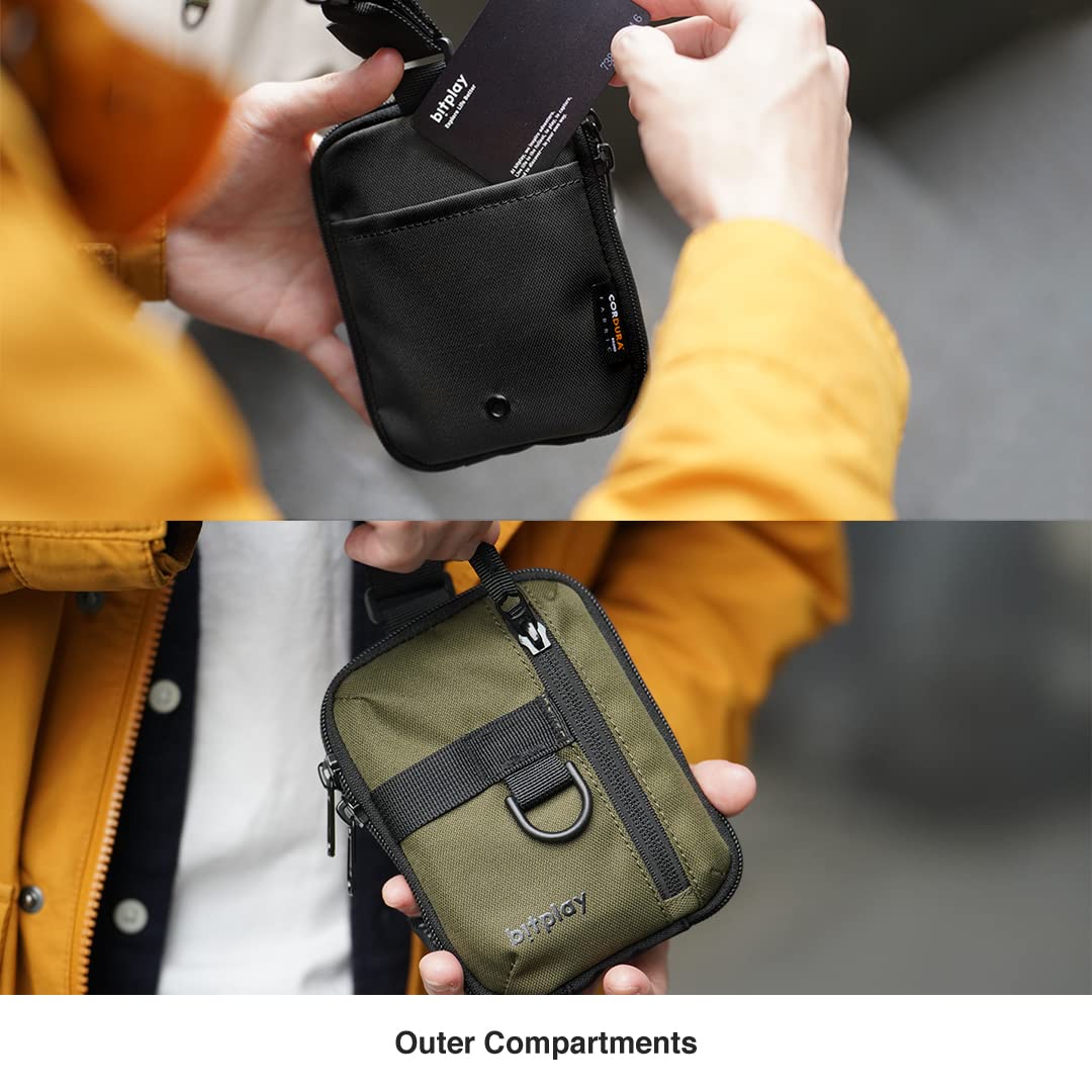 bitplay Essential Pouch, Black - Lightweight CORDURA Crossbody Bag/Travel Neck Pouch