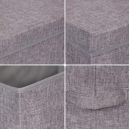 TENABORT 2 Pack Large Foldable Storage Box with Lids [16.5x11.8x11.8] Fabric Storage Cube Organizer Cloth Containers Linen Bins Baskets for Closet Clothes Clothing Bed Room