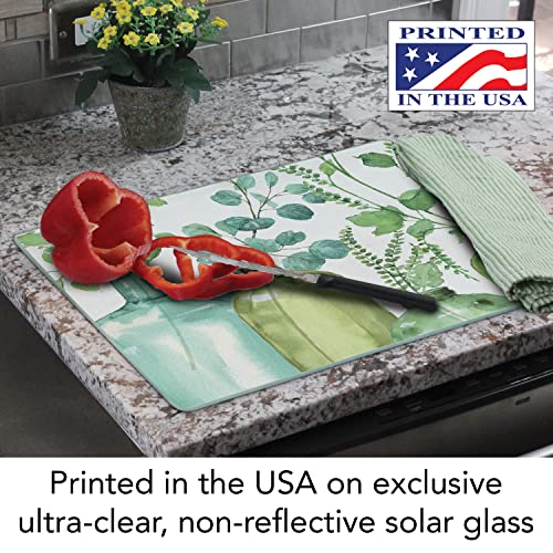 CounterArt Greenery 3mm Heat Tolerant Tempered Glass Cutting Board 15β x 12β Manufactured in the USA Dishwasher Safe