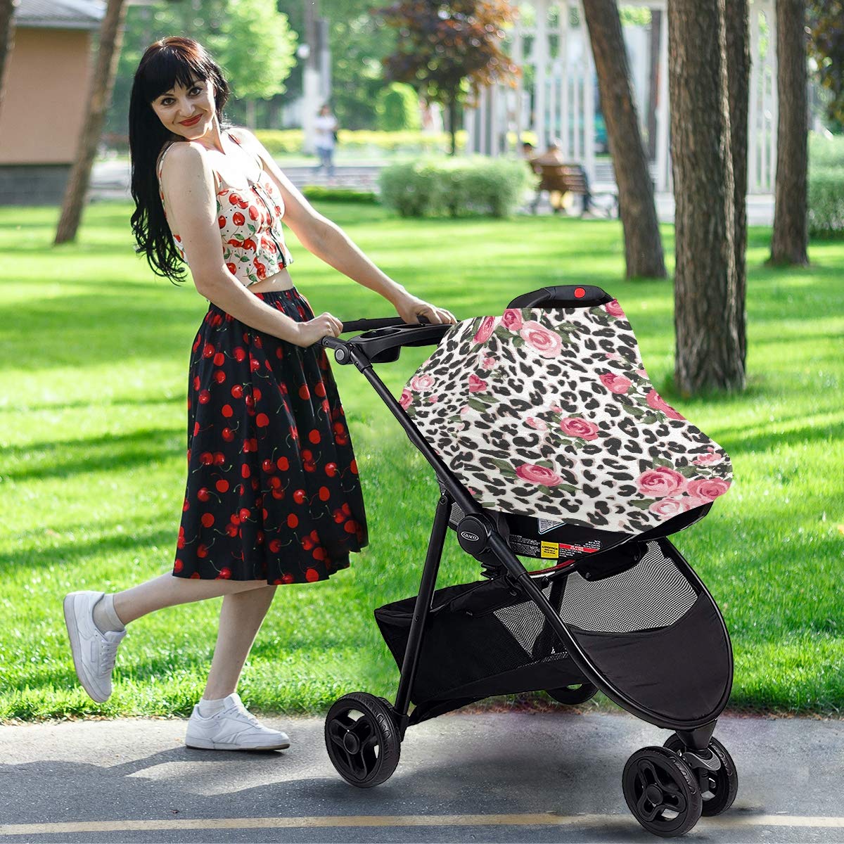 Nursing Cover Breastfeeding Scarf Rose Leopard Cheetah- Baby Car Seat Covers, Stroller Cover, Carseat Canopy (j)