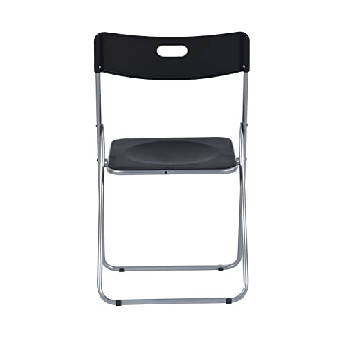 FurnitureR Set of 6 15.7''Lightweight Foldable Portable Commercial Plastic Seat/Carrying Handle for Home Office Living Meeting Reception Room Folding Chairs, Black