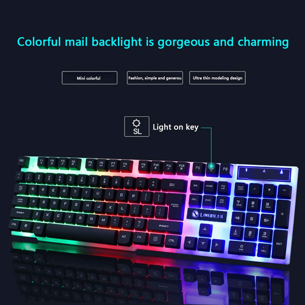 QYIYA GTX300 USB Wired 104 Keys RGB Backlight Ergonomic Gaming Mouse Keyboard Set,Black