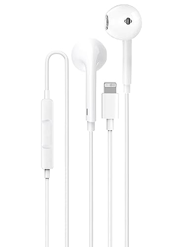 Apple Earbuds/Wired Earphones/iPhone Headphones/Lightning [Apple MFi Certified] Built-in Microphone & Volume Control Compatible with iPhone 7/8/X/11/12/13/14/Pro/Pro Max, Support All iOS System