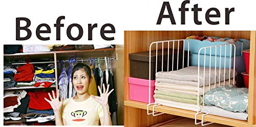 Cq acrylic Set of 8 Vertical Closet Wood Shelf Divider- Only Need to Slide to Adjust The Appropriate Distance - wire shelving Separators,White