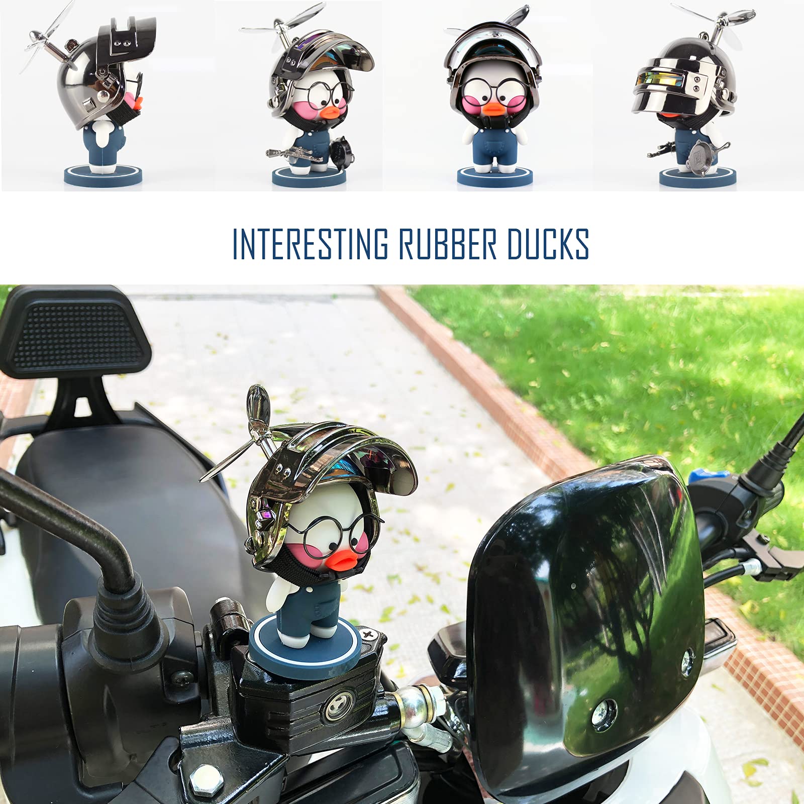 Collyon Car Dashboard Ornament Cute Rubber Duck,Office Car Cab Ornaments,Cool Spectacled Duck