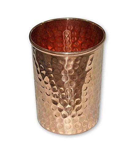 Pure Copper Hammered Water Dispenser Storage Water Tank with Tap and Set of 4 Copper Glass | Water Pot | Copper Water Storage Tank | 6.5 LTR Capacity | 218 Oz