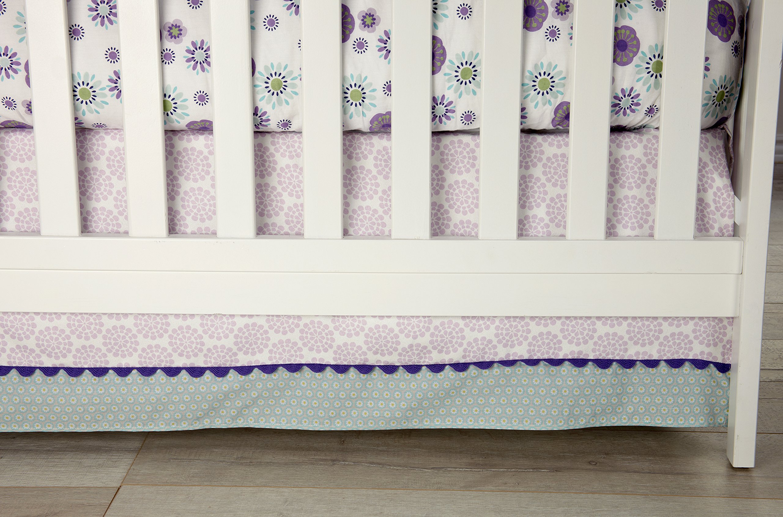 Carter's Zoo Jungle/Safari 4 Piece Nursery Crib Bedding Set, Lavender/Aqua/White
