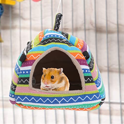 POPETPOP Guinea Pig Bedding - Hedgehog Bedding Hamster Snuggle Sack Rat House Bed Winter Warm Fleece Pet Syrian Hamster Chinchilla Bed Cage Nest Cuddle Cups - Mongolia Style, Size S
