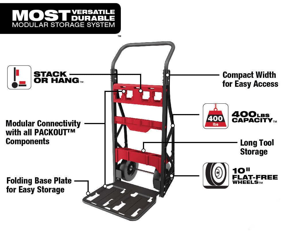 48-22-8415 for Milwaukee Packout Heavy Duty 2-Wheel Cart Dolly Hand Truck 400 lb Weight Capacity