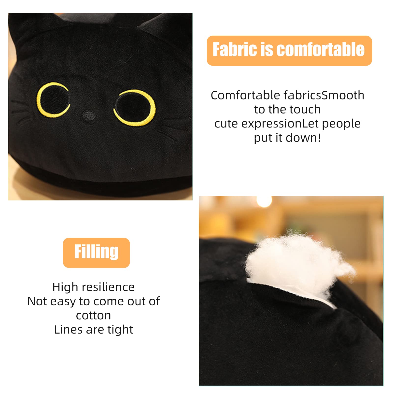 YesMora Black Cat Plush,Cat Pillow,Black Cat Plush Toy Black Cat Plushies Creative,Black Cat Pillow Black Cat Plushie,Black Cat Gifts (21.6 in)
