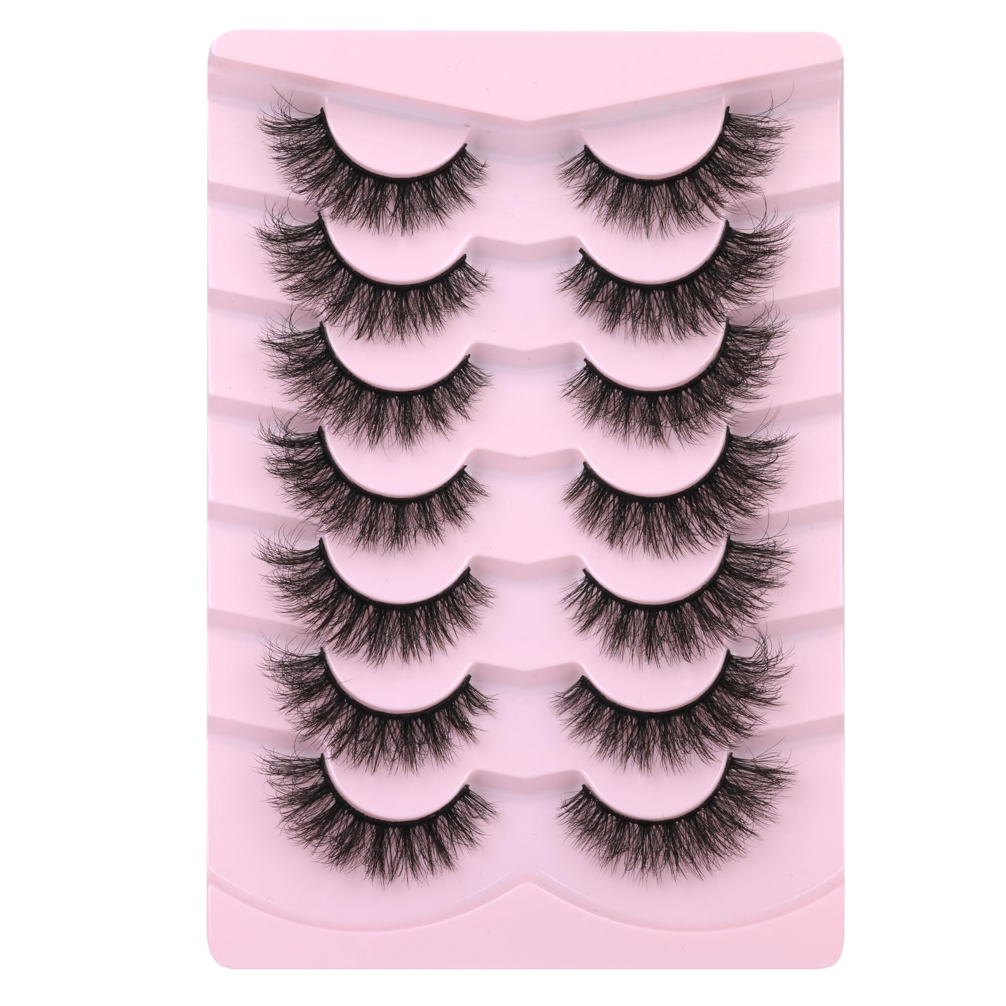 ALPHONSE Lashes Fluffy 3D Faux Mink Eyelashes 15MM Cat Eye Lashes Natural Look Wispy Strip False Lashes Pack