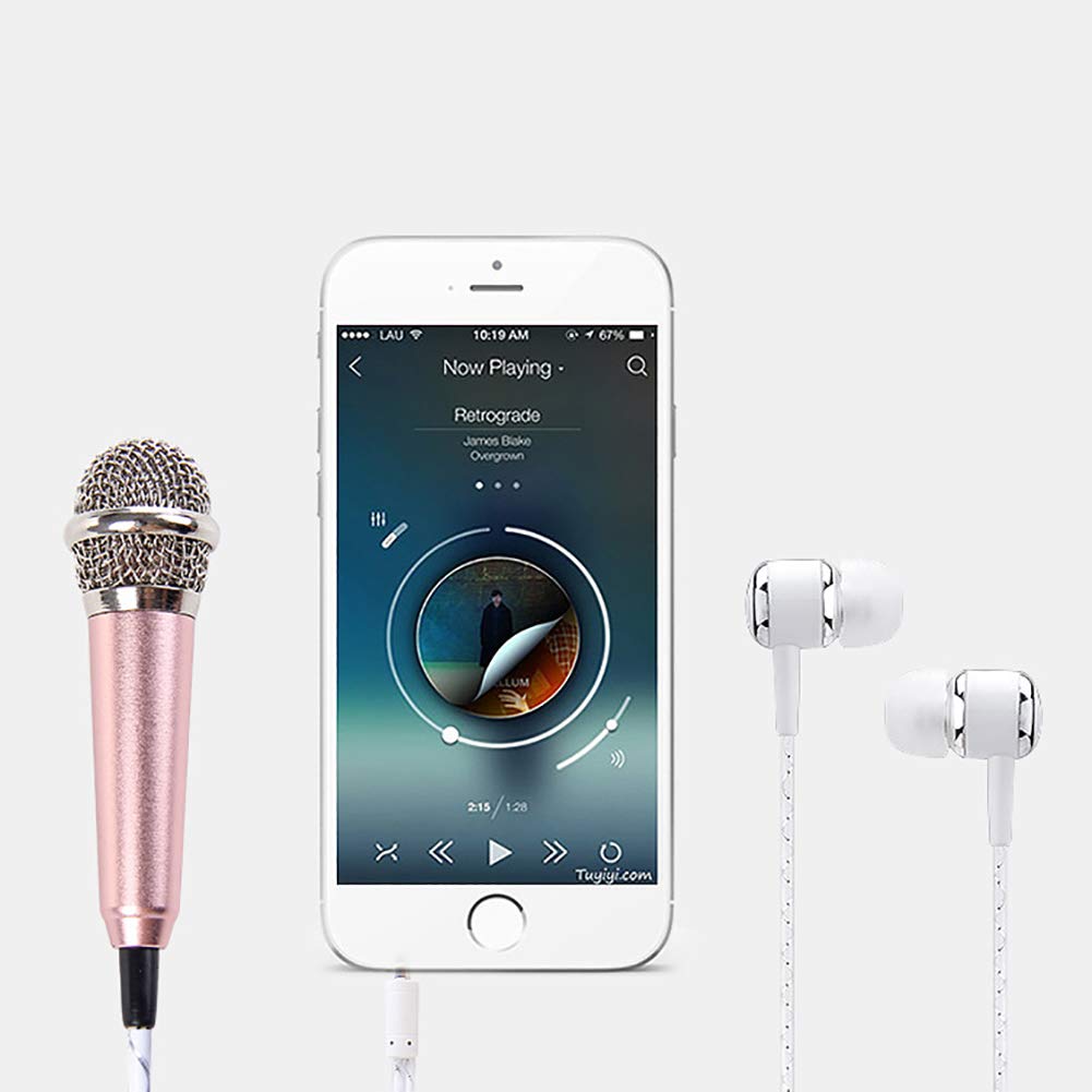 bjduck99 3.5mm Universal Wire Connect Karaoke Metallic Mini Microphone for Cell Phone PC - Silver