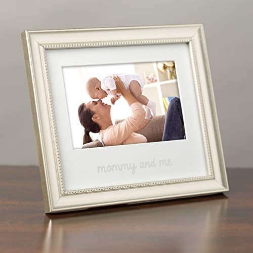 Lil Peach Mommy and Me Photo Frame, Newborn Baby Keepsake, Mother's Day Gifts, Gender-Neutral Nursery Decor, 4" x 6" Photo Insert, Silver
