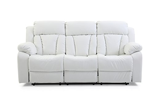 Glory Furniture Reclining Sofa White Faux Leather