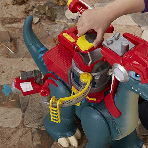 Chomp Squad Playskool Blazeasaurus and Sparks McKenzie, 20-Inch Brachiosaurus Dinosaur Firefighter Toy and Action Figure for Kids 3 and Up