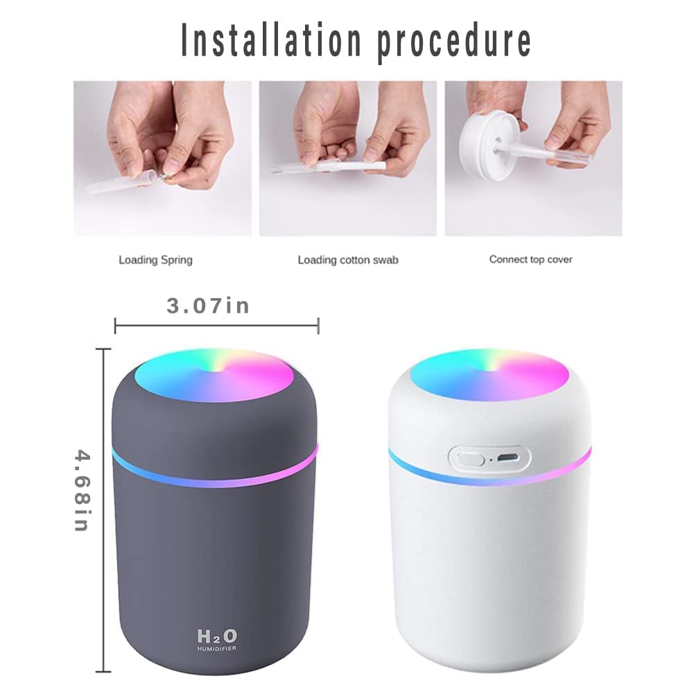 Colorful Cool Mini Humidifier, Essential Oil Diffuser, Aroma Essential USB Personal Desktop Humidifier for Car, Office Room, Bedroom etc,2 Adjustable Mist Modes (Navy Blue)