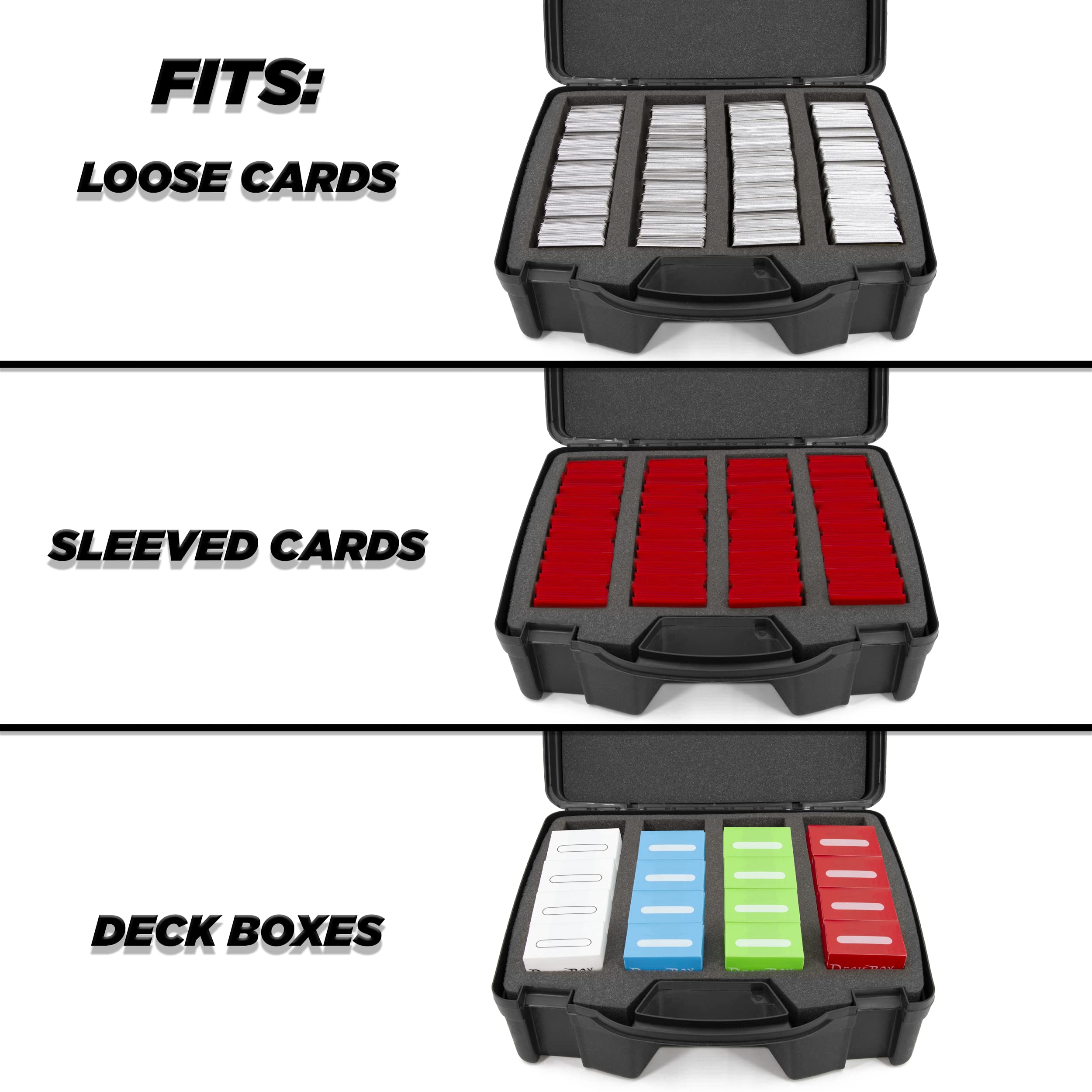 CASEMATIX Trading Card Case Organizer for 3200 Cards - 16" Hard Shell Holder with 40 Dividers and Protective Foam Interior for Card Game Storage