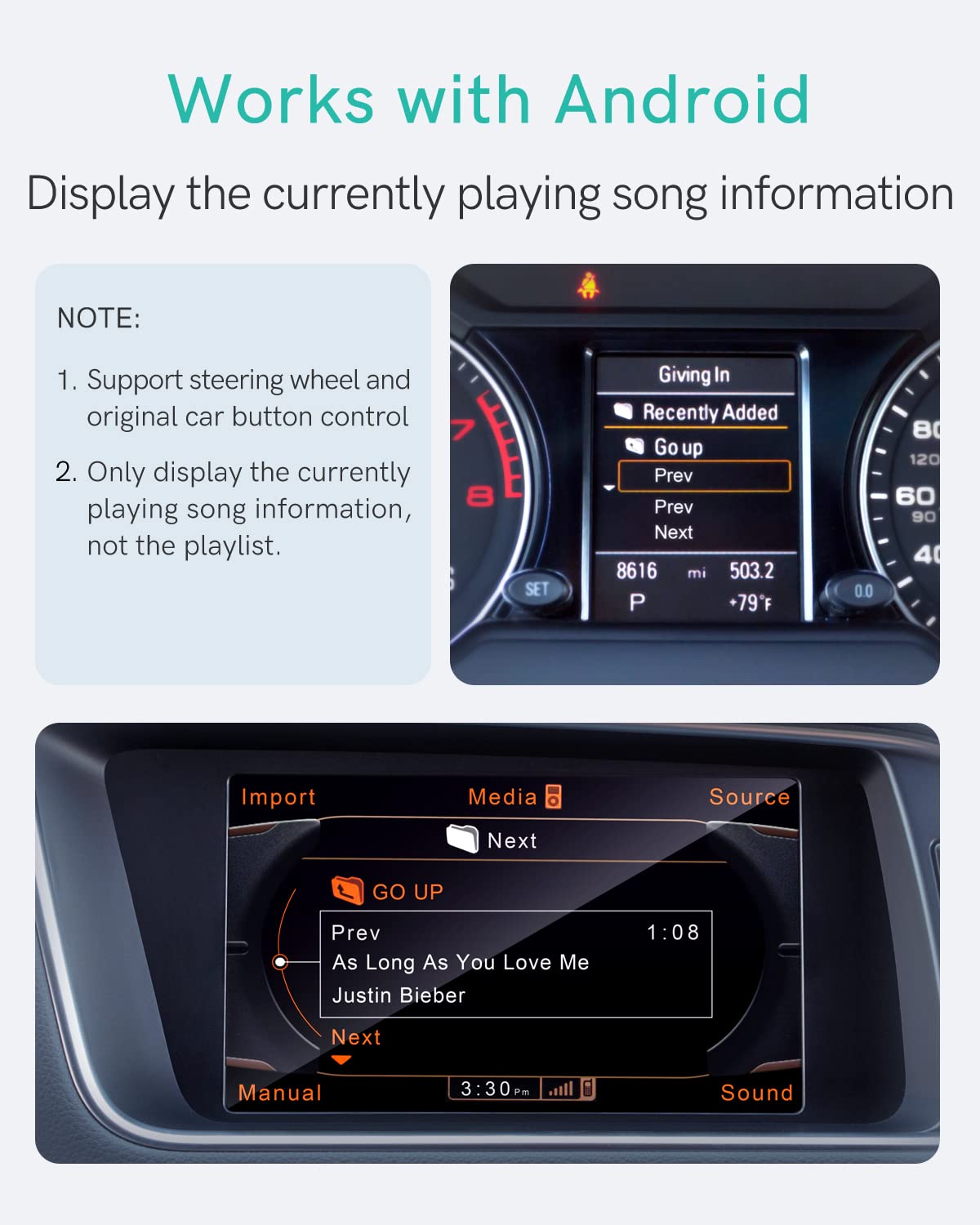 CHOOCL Bluetooth 5.0 aptX-HD Car Adapter Compatible for Audi AMI MMI, Mercedes Media Interface and Volkswagen MDI Connector (A2-Audi2G)