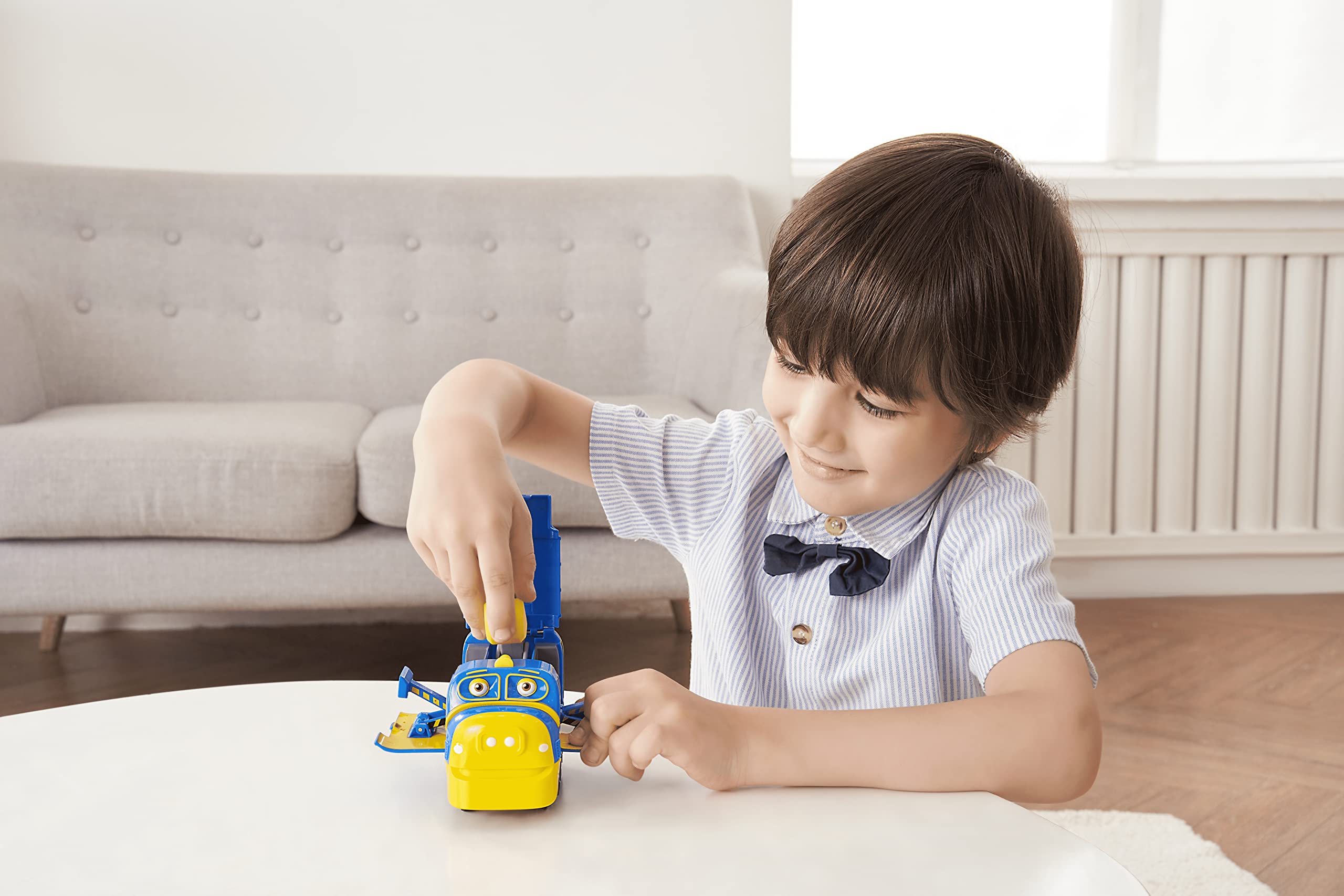Chuggington - Pop and Transform Chuggers – Brewster - 5" Transforming Train Toy - Free-Rolling Wheels - Birthday Gift for Preschool Kids Age 3 and Up - Fun for 3 4 5 Year Old Boys and Girls