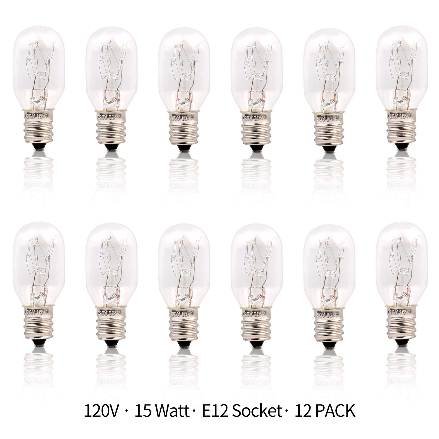 Betus Original Replacement Long Lasting 15 Watt Dimmable E12 Socket Warm White Household Salt Lamp Bulb Candle Warmers - Value Pack of 12