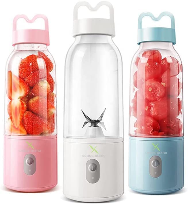 CrossBlend V2 Portable Personal Blender, Smoothie Blender for Shakes and Smoothies with USB Rechargeable, Mini Blender Juicer Cup On the Go for Travel, Outdoor, Gym, Office (Blue)
