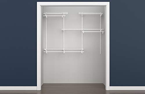 ClosetMaid ShelfTrack Wire Closet Organizer System, Adjustable from 4 to 6 Ft., With Shelves, Clothes Rods, Hardware, Durable Steel, White