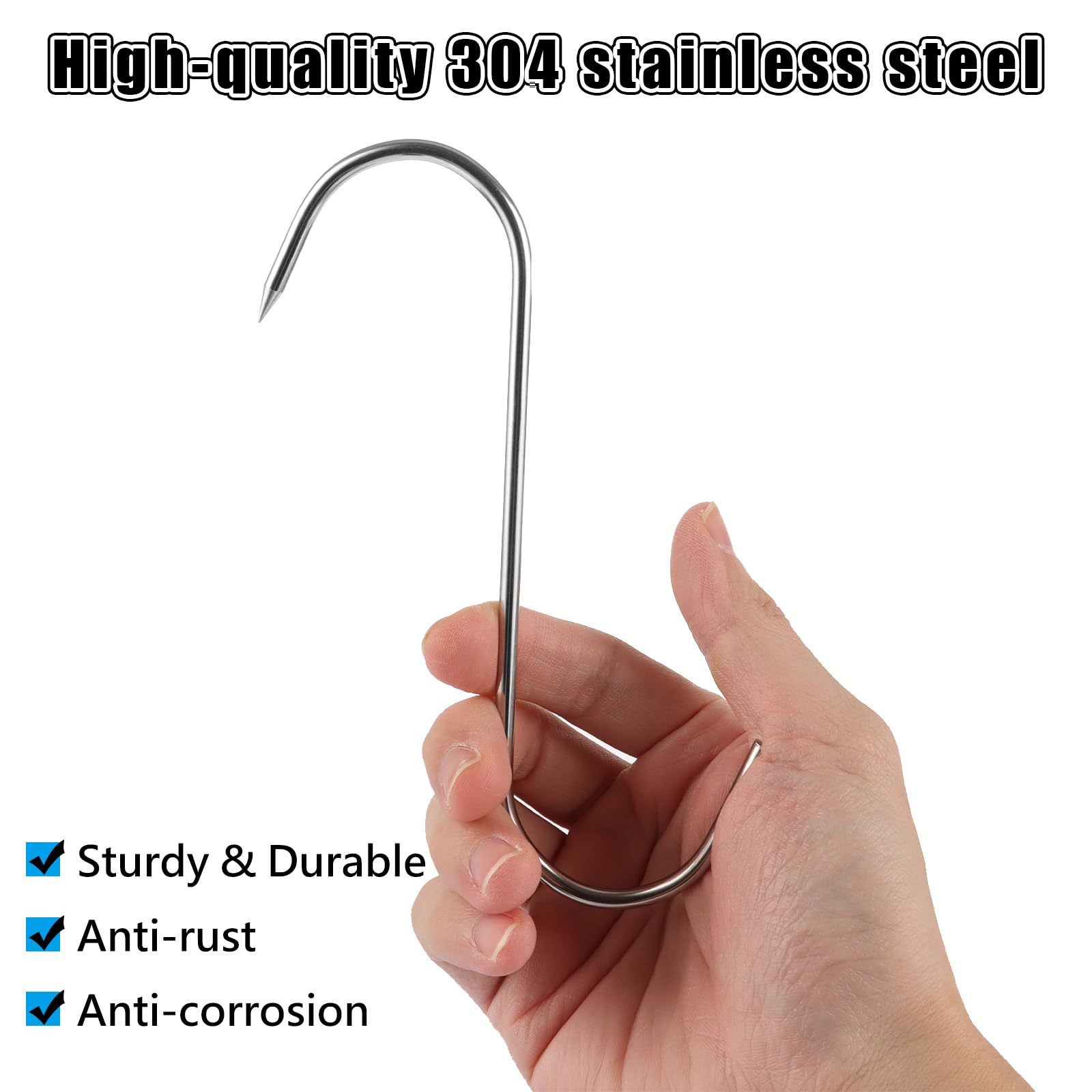 LANIAKEA 40PCS Meat Hook, 5.9'' Stainless Steel Meat Hooks Meat Hanging Hooks, Heavy Duty S Hooks Meat Hooks for Butchering, Smoker, Pig, Chicken, Fish, Beef, Poultry