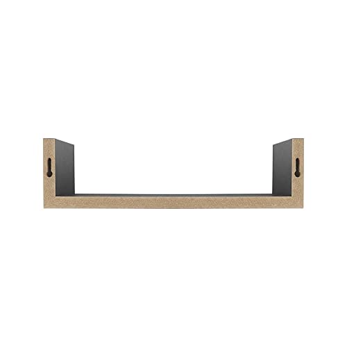 Danya B. Contemporary Laminated MDF Floating U Wall Decor Shelves, Bathroom or Living Room Wall Decor, (3 Shelf Pack) (Walnut)