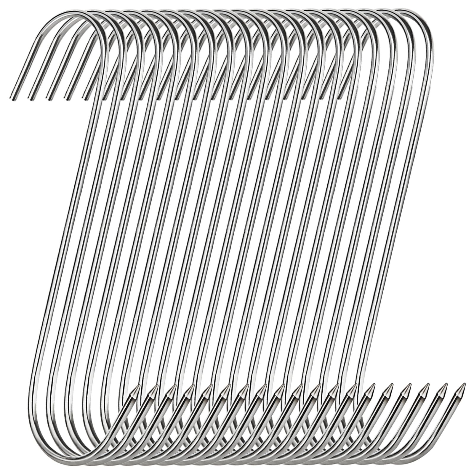 LANIAKEA 40PCS Meat Hook, 5.9'' Stainless Steel Meat Hooks Meat Hanging Hooks, Heavy Duty S Hooks Meat Hooks for Butchering, Smoker, Pig, Chicken, Fish, Beef, Poultry