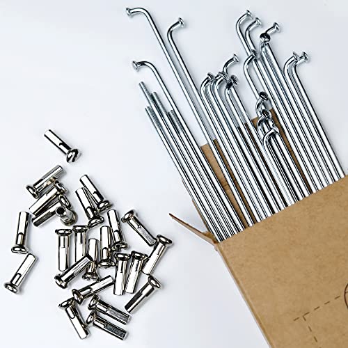 BaveL 36pcs Steel Spokes Mountain Bike Spokes MTB 272mm W/Nipples (Silver, 272)